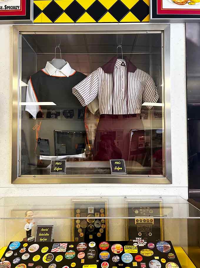 Fashion meets function in these vintage Waffle House uniforms, proving that waitstaff style has evolved almost as much as breakfast trends.