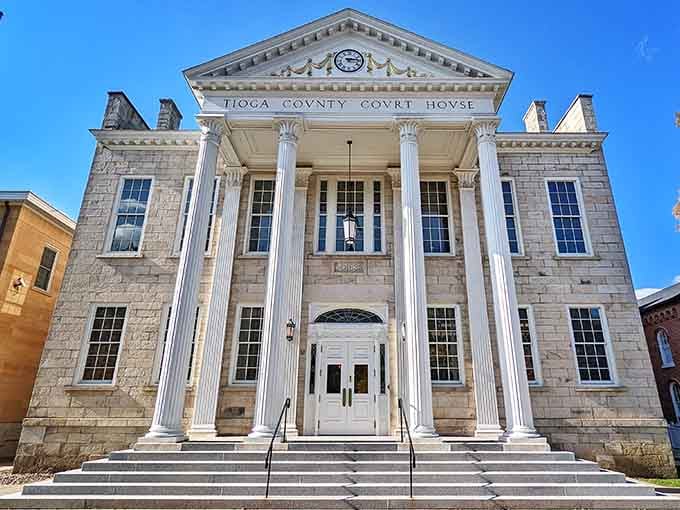 The Tioga County Courthouse stands proud like it's auditioning for a postcard, and honestly, it's got the part.