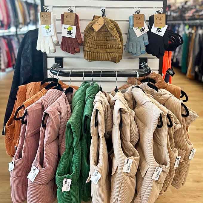 Corduroy jackets in every shade of autumn, like a fashionable forest where style grows wild and your budget stays grounded.