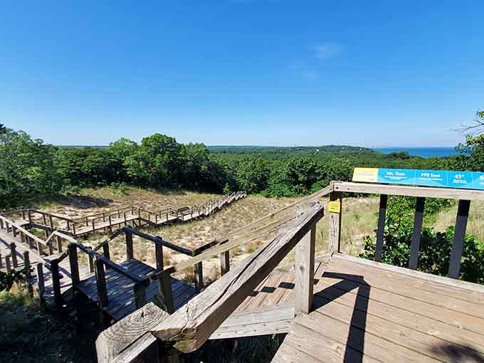 Stairway to heaven? Almost! These wooden walkways guide you through the dunes while protecting the delicate ecosystem beneath.