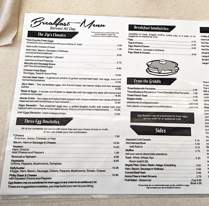 This menu reads like a greatest hits album of breakfast classics, and every track is a chart-topper.