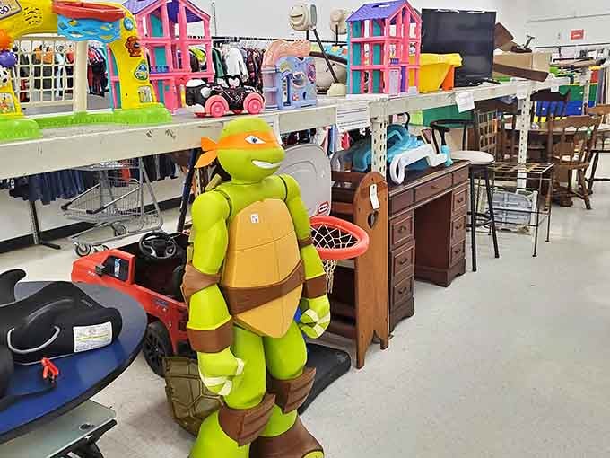 Where else can you find a life-sized Ninja Turtle guarding vintage furniture? This isn't just a store&mdash;it's a museum of American pop culture.