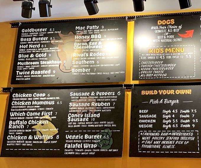 The menu board reads like a love letter to comfort food. Each option more tempting than the last, with no wrong choices.