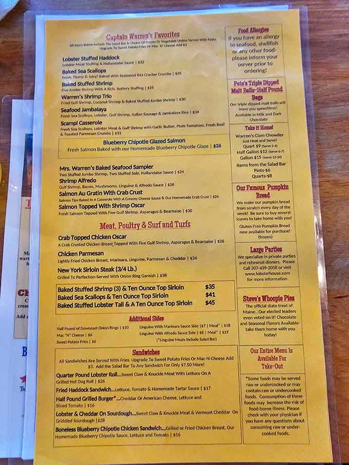 A menu that reads like a love letter to the sea. Captain Warren's Favorites aren't just dishes&mdash;they're maritime treasures that have launched a thousand return trips.