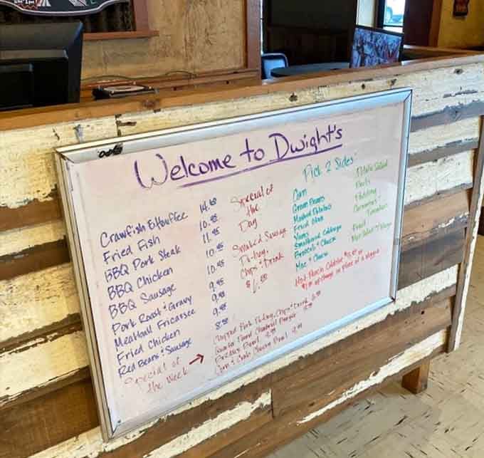 The handwritten menu board tells you everything you need to know: this place cooks what's fresh today, not what's convenient.