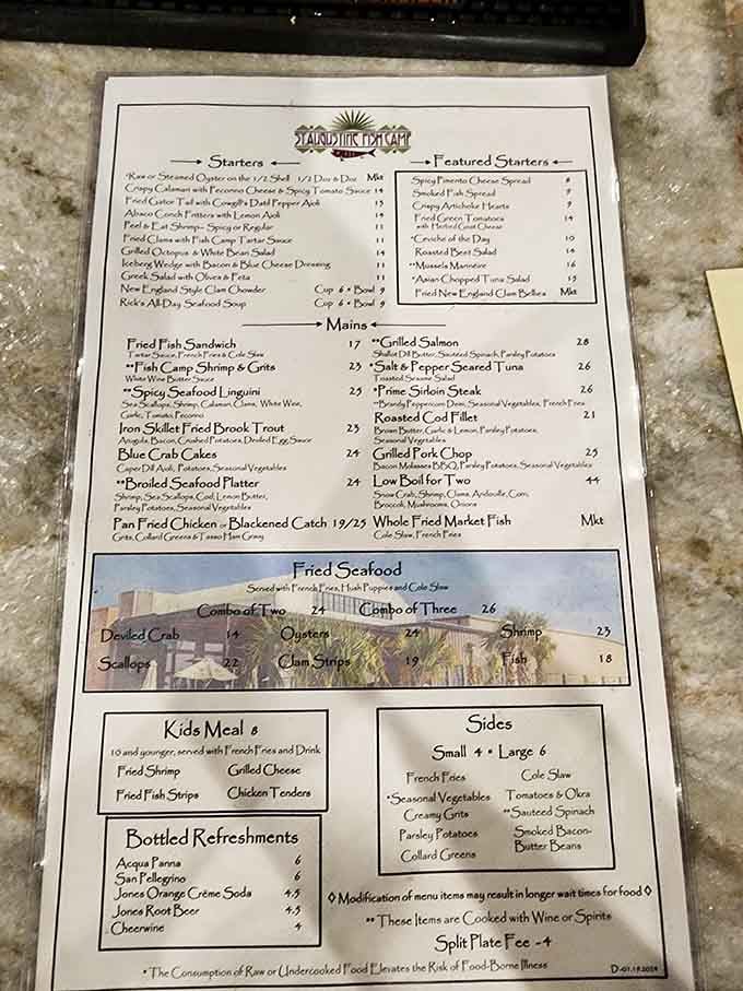 A menu that reads like a love letter to Florida's coastal waters. Decision paralysis has never been so delicious.