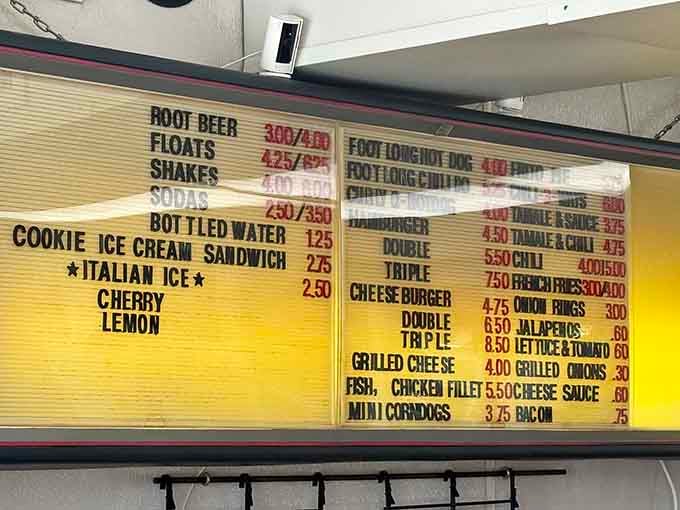 Those yellow menu boards with changeable letters are like the original digital displays, except someone actually has to climb up there.