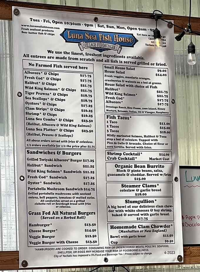 When a menu proudly declares "No Farmed Fish," you know someone here takes their ocean-to-table commitment seriously.