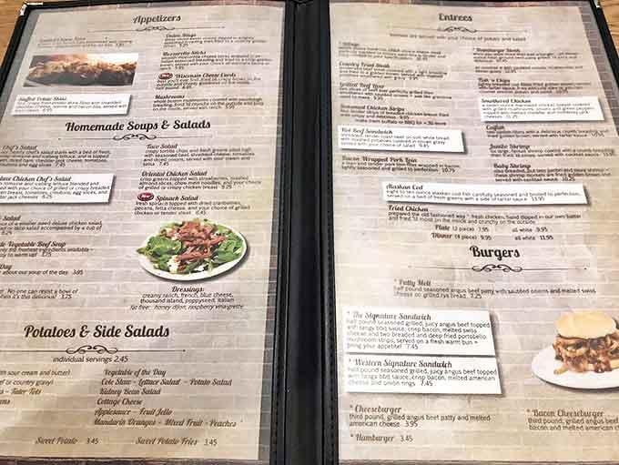 The menu reads like a love letter to Midwestern comfort food, with the tenderloin sandwich as the headlining act.