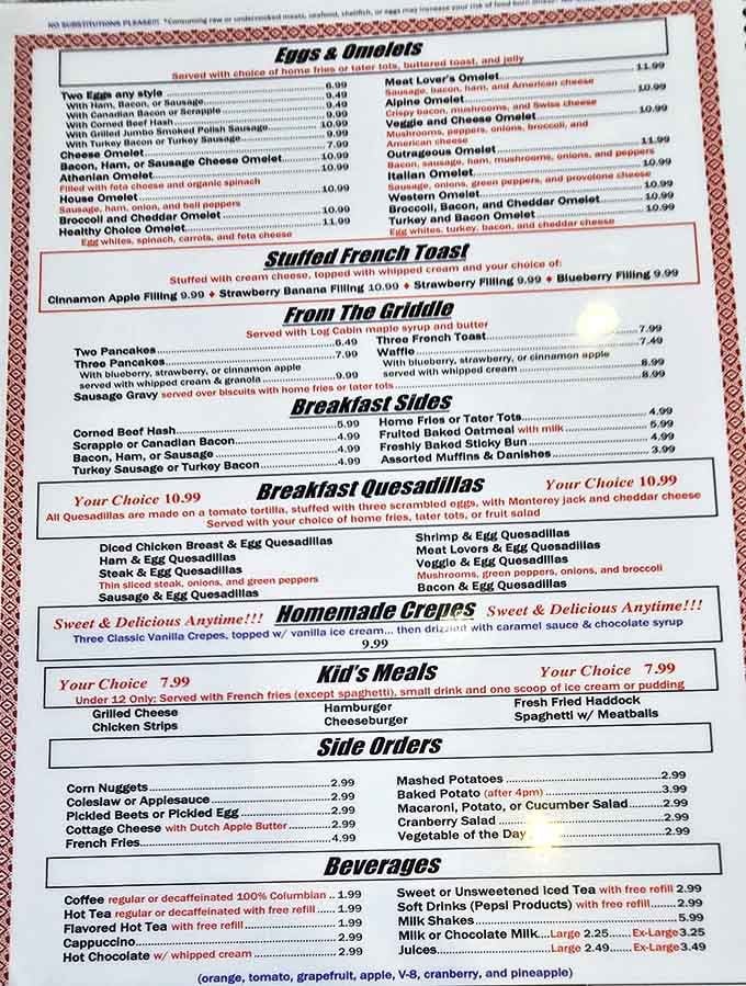 A menu that requires both hands and serious contemplation. The breakfast section alone could feed a small nation!