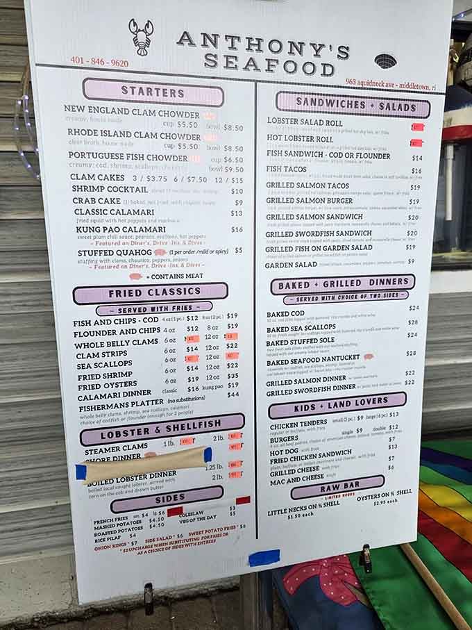 This menu isn't just a list&mdash;it's a maritime treasure map. Each item promises an oceanic adventure that'll have you plotting your return before dessert.