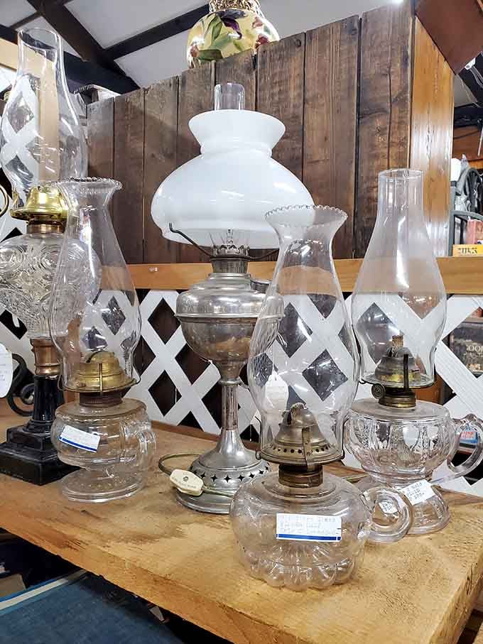 These oil lamps lit countless family dinners before Edison made us all lazy with his fancy electricity.