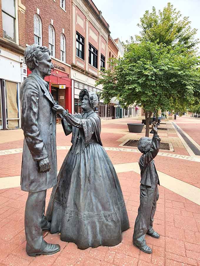 The Lincoln family statue captures a moment in time when Springfield was home to America's most famous president.