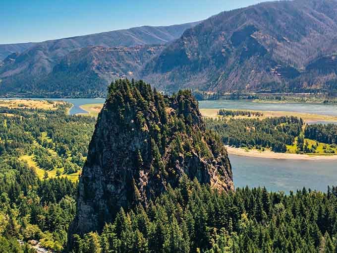From this vantage point, Beacon Rock commands attention like a geological celebrity, photobombing every attempt at a Columbia River landscape shot.