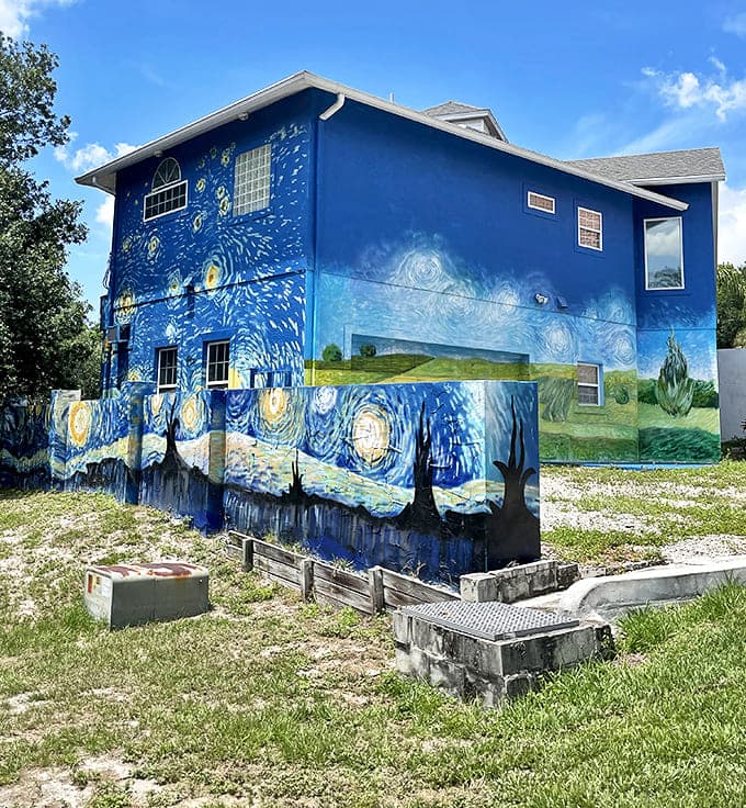 From this angle, you can almost hear the cypress trees whispering to those golden stars. Florida's answer to the question: "What if art escaped the museum?"