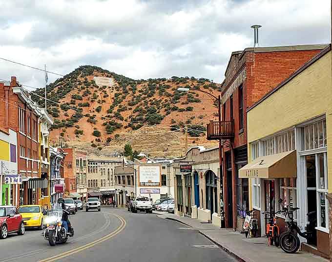 Historic Bisbee's charming downtown invites you to stroll through time, where colorful storefronts whisper tales of the Old West.