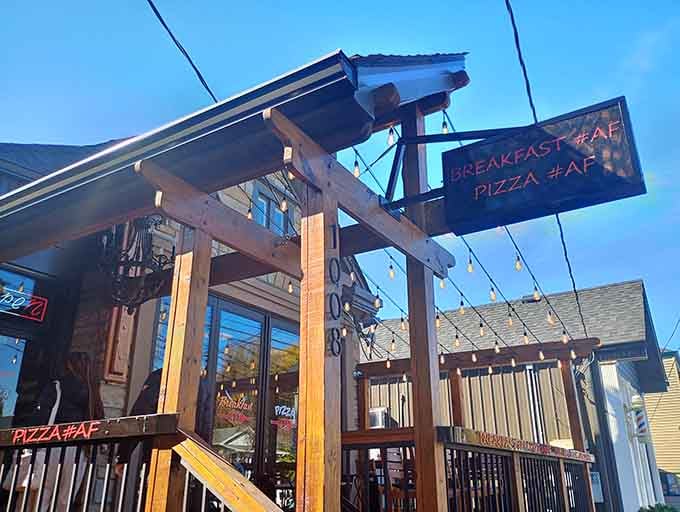 When a place boldly puts "Breakfast AF" on the sign, you know they're not messing around with their morning game.