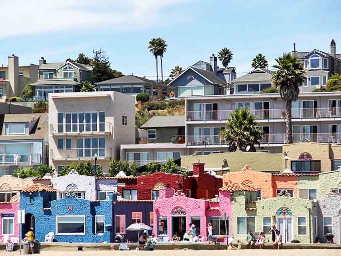 Capitola's rainbow row of beachfront cottages might be the most cheerful sight on the California coast.