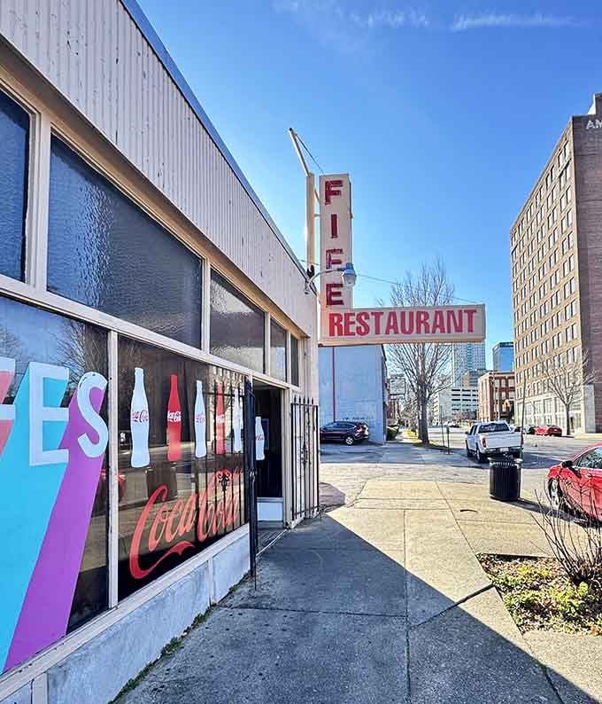 The vintage signage and industrial charm make this Birmingham spot look like a movie set for breakfast lovers.