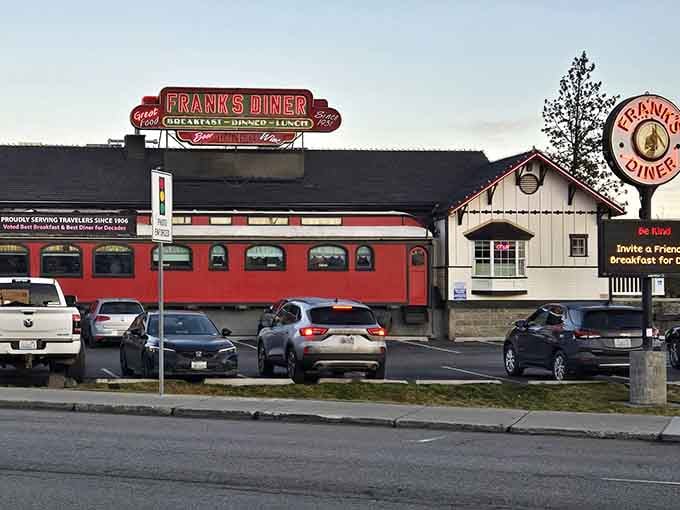 A genuine railroad car transformed into breakfast heaven—talk about taking the scenic route to your morning meal!