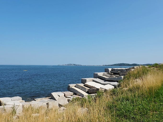 These stone steps descending to the harbor remind you that the best views require a little effort and sturdy shoes.