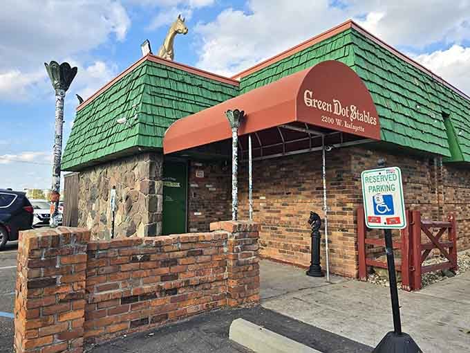 When a horse statue guards the green roof, you know you're in for something delightfully unexpected and delicious.