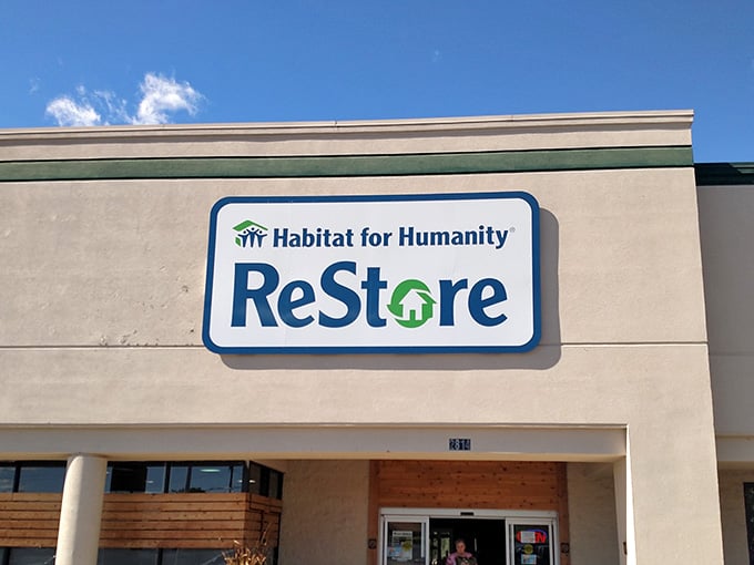 The Habitat ReStore sign stands proud, ready to help you build dreams one bargain at a time.
