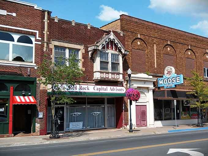 Hibbing's colorful downtown buildings tell stories of mining heritage and affordable living. History and value in every brick!