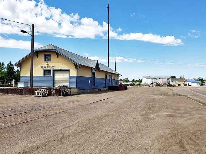 Malta's vintage train depot whispers stories of railroad days, standing sentinel in this Hi-Line community.