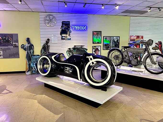 That futuristic light cycle from Tron looks ready to race straight through the museum walls tonight.