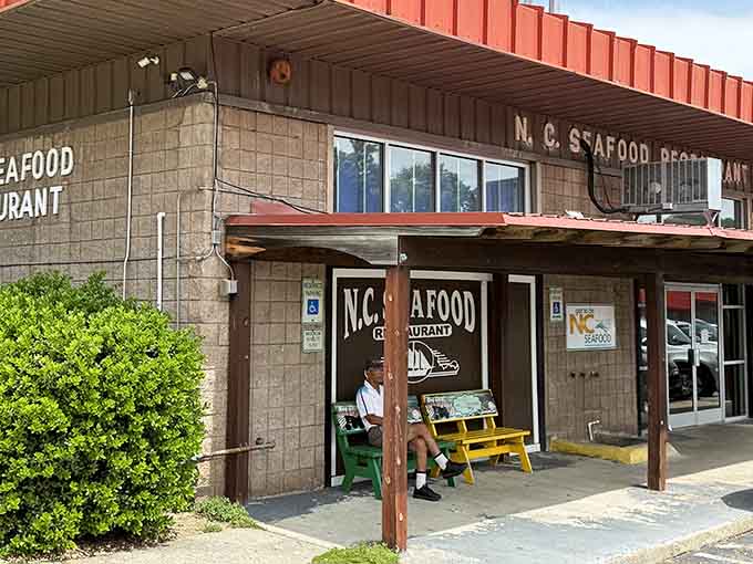 The classic brick and metal roof design says this place has been serving satisfied customers for quite some time.