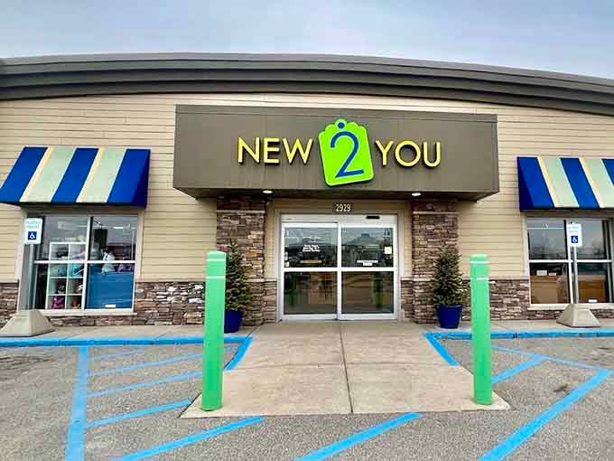 That cheerful logo and stone facade give this place a surprisingly upscale vibe for thrift shopping.