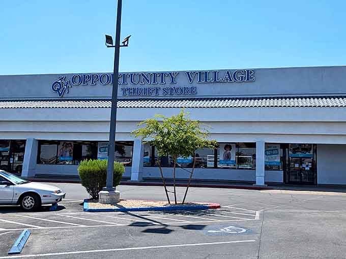 Opportunity Village's cheerful storefront invites shoppers to discover treasures while supporting a wonderful cause.