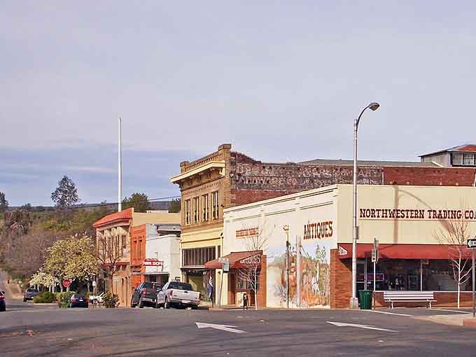 Historic downtown Oroville wears its Gold Rush heritage with pride, brick buildings standing strong after all these years.