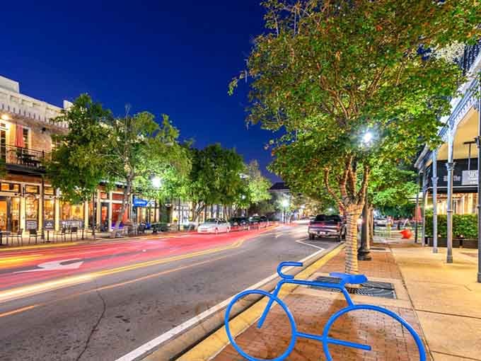 When the sun sets, Pensacola's downtown transforms into a glowing wonderland that rivals any big city's nightlife scene.