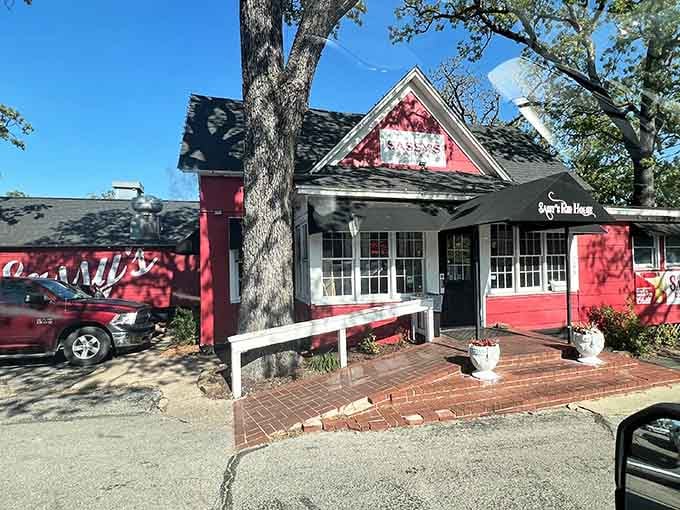 Sassy's red house looks like your favorite aunt's place, if your aunt was a BBQ genius.