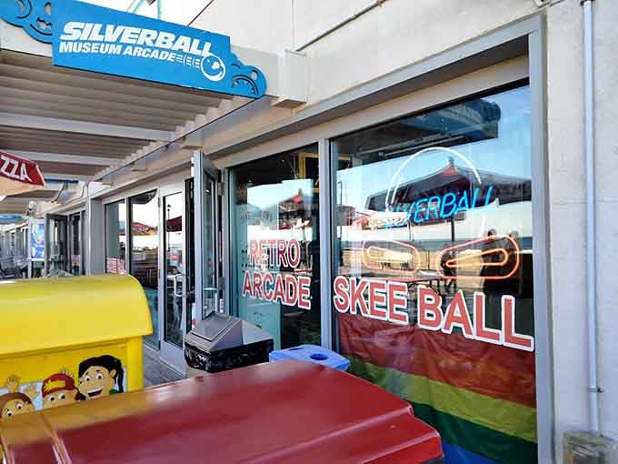 Silverball Museum Arcade's neon sign beckons boardwalk strollers to step back in time for some bleeping, blinking nostalgia.
