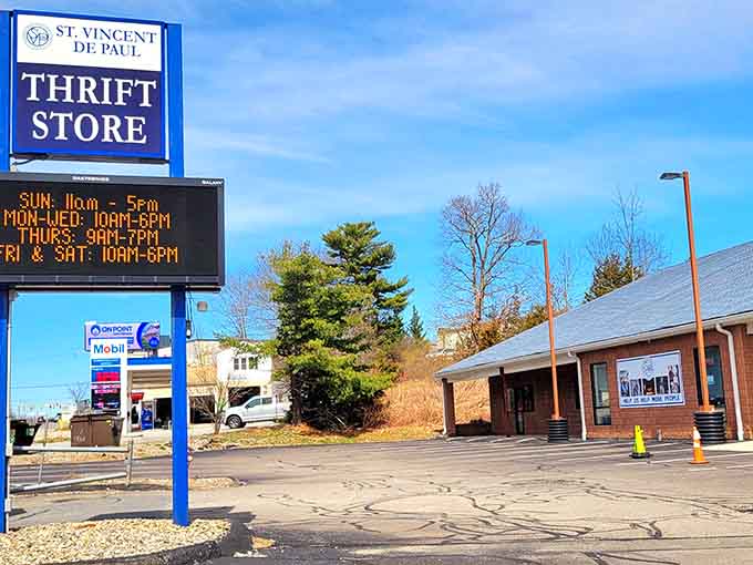 The digital sign scrolling store hours means you'll never miss a chance to browse their constantly rotating inventory selections.
