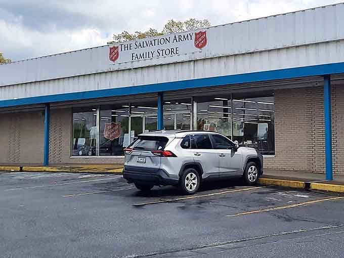 That classic blue-trimmed Salvation Army storefront promises bargains and the chance to help your neighbors simultaneously.