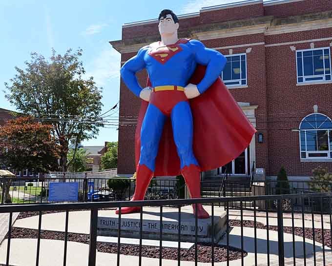 Up, up and away from ordinary roadside stops! Metropolis embraces its namesake with this vibrant tribute to America's favorite superhero.