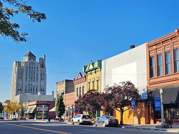 Morning light bathes historic storefronts in golden warmth, inviting you to explore every charming corner.