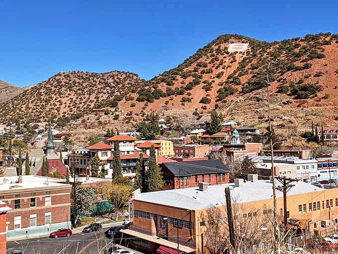 Bisbee's hillside homes nestle against rugged terrain, offering retirees breathtaking views that never get old—unlike some of us!