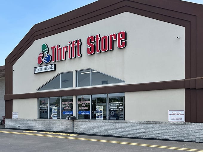 That cheerful storefront practically waves hello, inviting you to discover bargains that'll make your wallet sing.