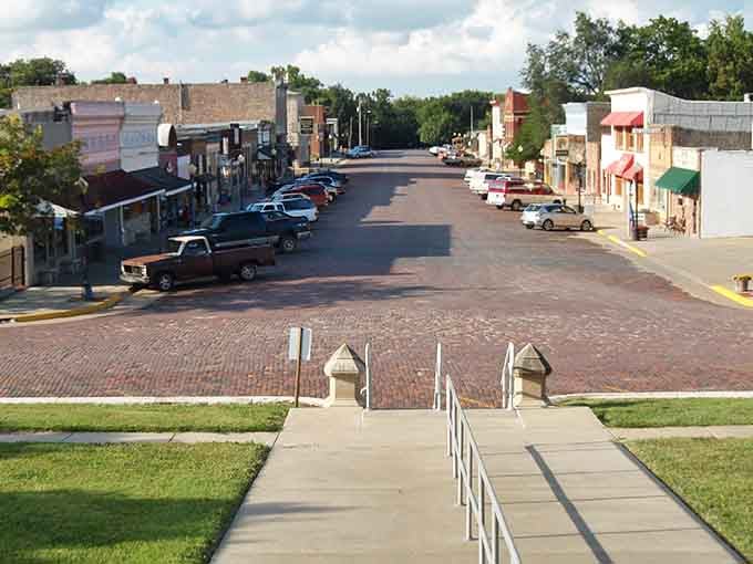 Cottonwood Falls' brick-paved main street leads to adventures that are short in distance but long on charm.