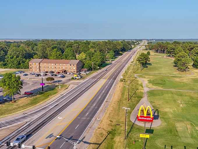 Wide open roads stretch toward the horizon, proving that sometimes the best views come with the lowest rent prices.