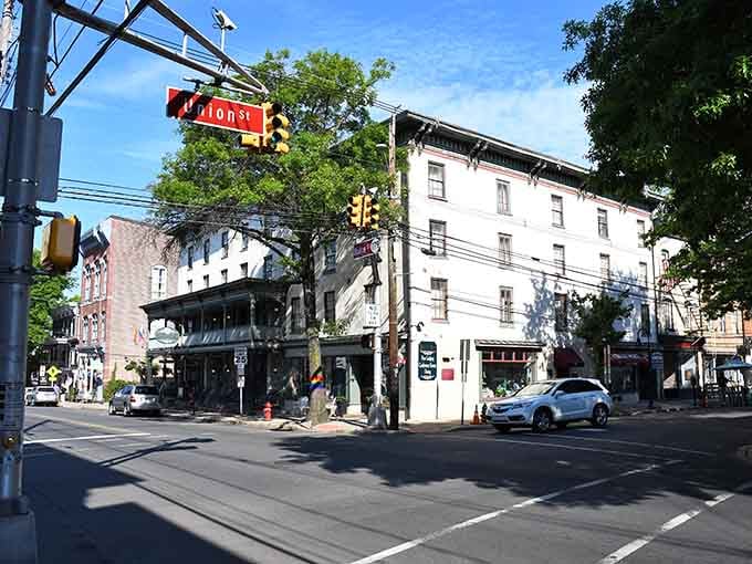 The Union Street corner buzzes with life as locals stroll past buildings that have witnessed centuries of stories.