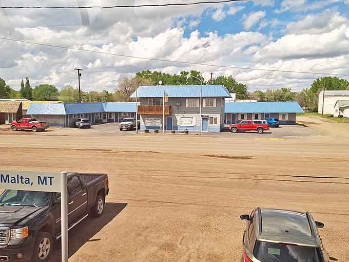 This no-nonsense blue-roofed motel in Malta offers exactly what road-weary travelers need: a clean bed, hot shower, and zero pretension.