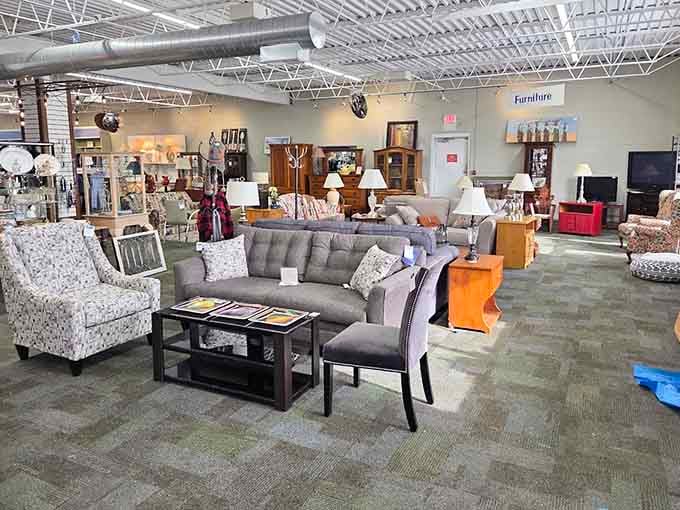 Inside, the furniture displays are arranged like actual living rooms, making it easy to envision your new couch.