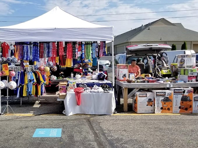 Colorful tents burst with merchandise like a rainbow exploded over a parking lot in the most delightful way possible.