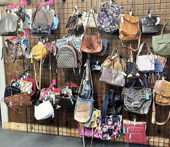 Handbag nirvana! From designer-inspired to vintage classics, this wall of purses is where accessory dreams come true.